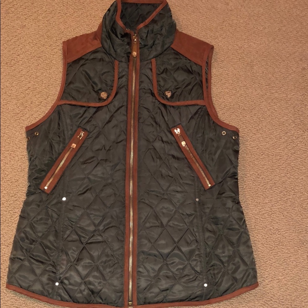 Vince Camuto Quilted Suede Equestrian Vest - Gem